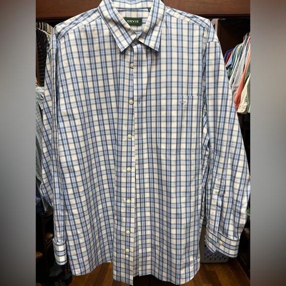 Orvis | Shirts | Orvis Xl Blue And White Casual Button Down Shirt ...
